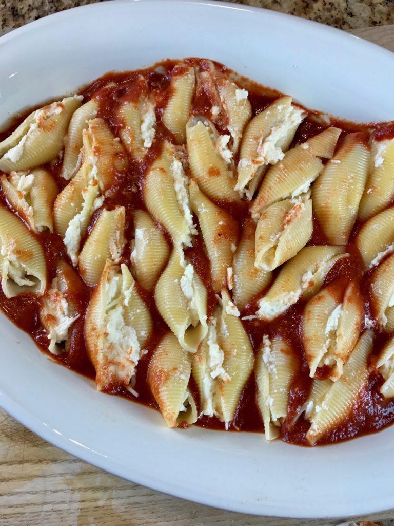 Extra Chessy Stuffed Shells #SundaySupper - Positively Stacey