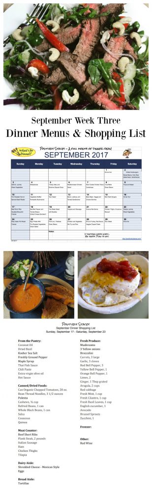 September Week Three Dinner Menus and Shopping List - Positively Stacey